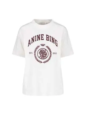ANINE BING Tiger Crest" Cotton Crewneck T-shirt