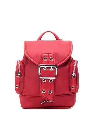 GANNI Nylon Backpack With Adjustable Buckle Closure And Removable Straps - Rosso
