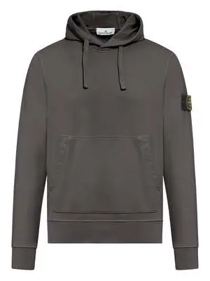 Stone Island Drawstring Hood Sweatshirt With Slanted Pouch Pocket And Ribbed Cuffs - Grigio