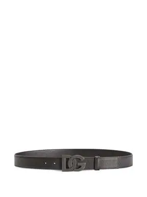 Dolce & Gabbana 40 Mm Leather Belt With Ruthenium-plated Buckle - Nero