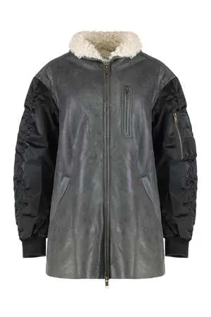 MARANT ETOILE Oversized Evina Zip Jacket With Contrast Collar - Grey