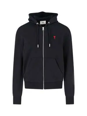 AMI Paris 100% Cotton Crewneck Sweater - Black
