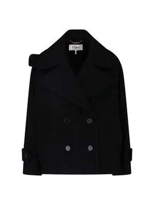 Chloé Double-breasted Wool-blend Jacket With Buffalo Horn Buttons