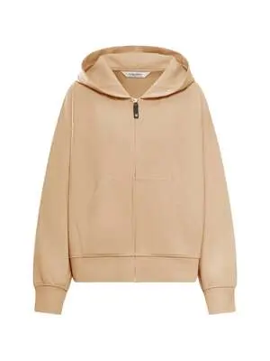 Max Mara Full-zip Hoodie With Embroidered Logo - Marrone