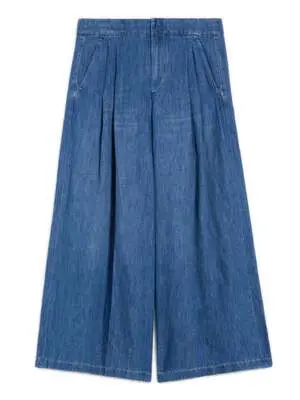 Max Mara Wide-leg High-waist Pants With Contrast Topstitching