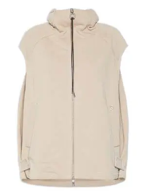 Sportmax Cotton-blend Fleece High-neck Sweatshirt With S-shaped Left-pocket Embroidery - Beige