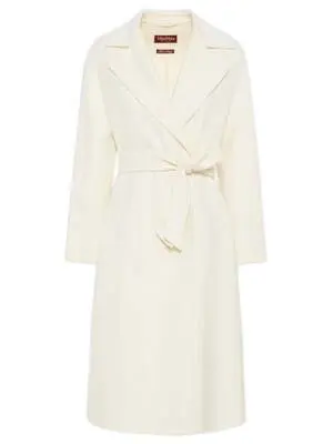 Max Mara Double-drap Wool, Cashmere & Silk Belted Jacket - Bianco
