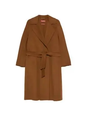 Max Mara MAX MARA STUDIO Double-Drap Wool, Cashmere & Silk Belted Jacket Marrone