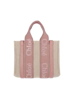 Chloé Linen And Calf Leather Shoulder Bag - Beige