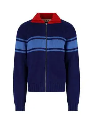 Marni Cotton Sweatshirt With Polyamide Detail - Blue
