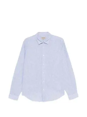 Woolrich Striped Linen Shirt With Long Sleeves And Button-front - Blu