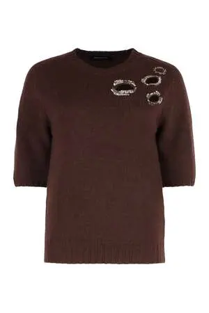 Fabiana Filippi Short-sleeve Sweater With Embellished Cut-out Detail