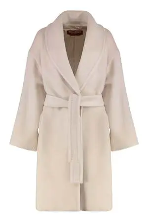Max Mara Cloruro Wool And Alpaca Jacket With Waist Belt - Beige