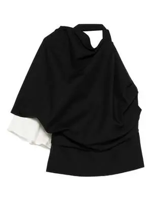 RÓHE One-shoulder Draped Wool-blend Top - Nero