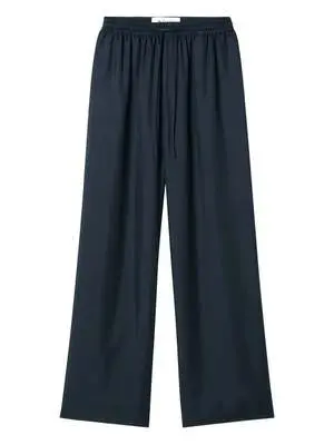 RÓHE 100% Linen Drawstring-waist Trousers With Side Seam Pockets, Size - Blu
