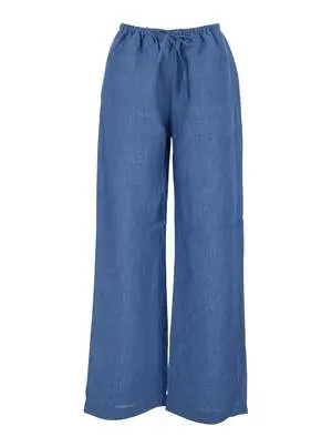 RÓHE 100% Linen Drawstring Trousers - Blu
