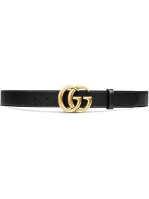 Gucci Gucci Double G Buckle Leather Belt Nero