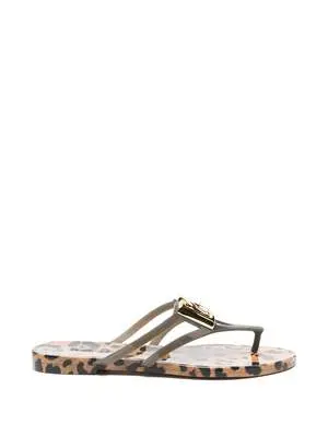 Dolce & Gabbana Dg Crossed Logo Tpu Sandals With Light Gold-plated Detail - Marrone