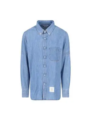 Thom Browne 100% Cotton Button-down Shirt - Light Blue