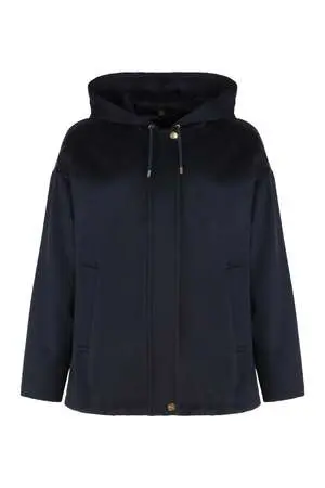 Max Mara Wool Blend Zip Sweater Jacket With Quilted Lining