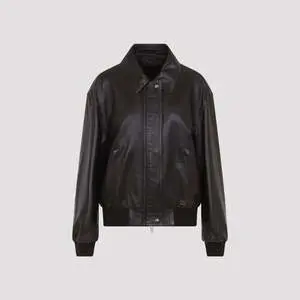 Prada Lambskin Leather Jacket - Brown