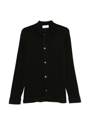LARDINI 100% Silk Long Sleeve Button-front Collared Shirt