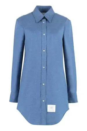Thom Browne Cotton Button-up Shirt With Logo Patch