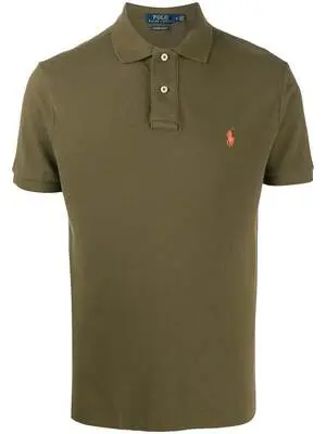 Polo Ralph Lauren Polo Ralph Lauren Rib-knit Polo Collar Two-Button Placket Tennis Tail Polo Shirt Verde
