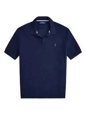 Polo Ralph Lauren Rib-knit Johnny Collar Polo Shirt With Signature Pony - Blu