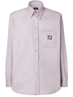 Fendi Fendi Comfort-Fit Iridescent Oxford Cotton Long-Sleeve Button-Down Shirt With Chest Pocket Rosso