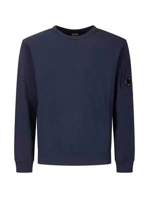 C.P. COMPANY Regular-fit Cotton Crewneck Sweatshirt With Lens Detail - Blu
