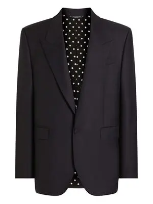Dolce & Gabbana Rounded Lapel Wool Jacket With Button Front