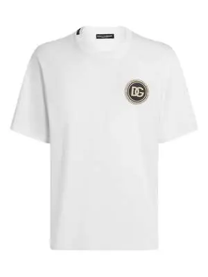 Dolce & Gabbana Crew-neck Cotton T-shirt With Chest Patch, Size