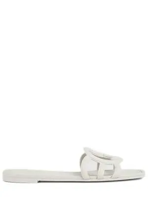 Gucci Interlocking G Cut-out Sandals With Rubber Sole And 10mm Low Heel - Bianco