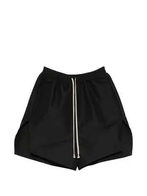 Rick Owens Stiff Dropped-crotch Drawstring Shorts With Slits - Nero