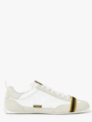 Fendi Style Mini Elastic Webbing Toe Sneakers With Slim Sole And Tape Ribbon Detail - Bianco