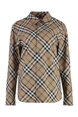 Burberry Checkered Design Cotton Shirt - Beige