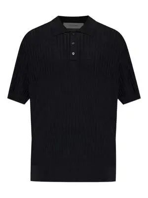 GOLDEN GOOSE Ribbed Polo Shirt With Short Sleeves And Three-button Placket - Nero