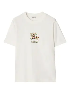 Burberry Rib-knit Neckline T-shirt With Embroidered Equestrian Knight
