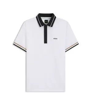 BOSS Active Slim-fit Polo Shirt With Branded Details - White