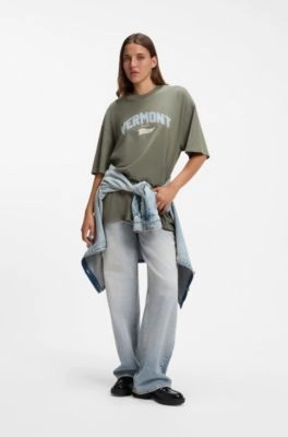 Hugo Oversized Cotton T-shirt With Graphic Print