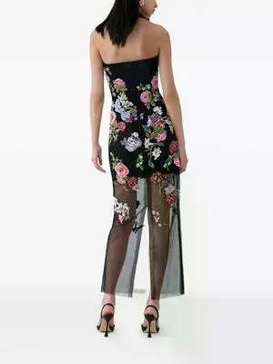 Carolina Herrera Floral Embroidered Tulle Column Gown