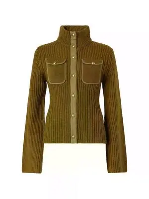 Pinko Ribbed-knit Buttoned Cardigan - Green