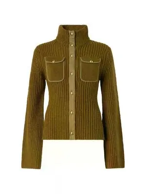 Pinko Ribbed Knit Buttoned Cardigan With High Neck