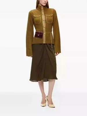Pinko Ribbed Knit Buttoned Cardigan With High Neck