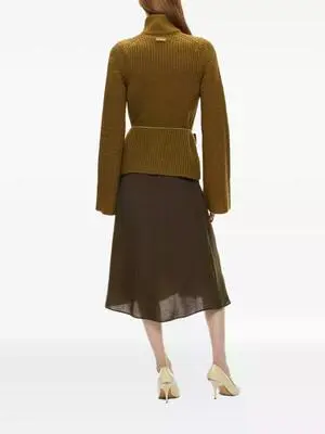 Pinko Ribbed Knit Buttoned Cardigan With High Neck