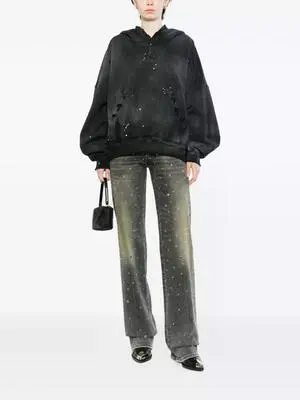 MOOJI MOOJI Paint-splatter Distressed Hoodie