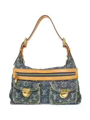 LOUIS VUITTON Monogram Denim Baguette Shoulder Bag - Blue