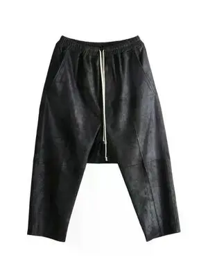 Rick Owens Leather Drawstring-waistband Trousers - Black