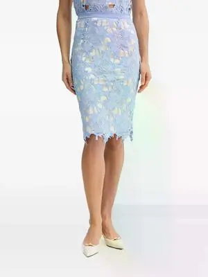 FRACOMINA Guipure-lace Scalloped-edge Midi Skirt - Blue